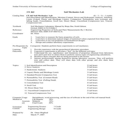 Soil mechanics(geotechnical engg) lab report | PDF