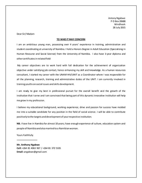 A Chevening Scholarship Recommendation Letter for Ms.Nchafac Julegette ...