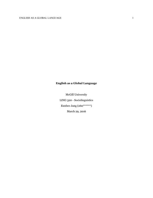 English as a global language | PPSX | Technology & Computing