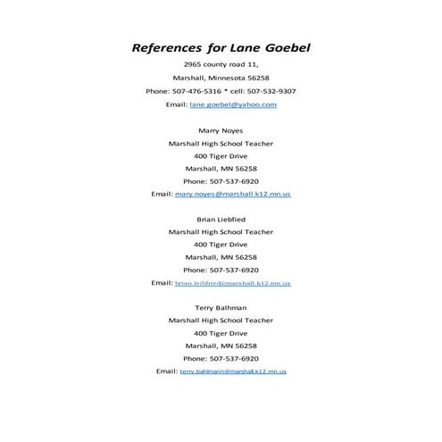 References for Lane Goebel | PDF
