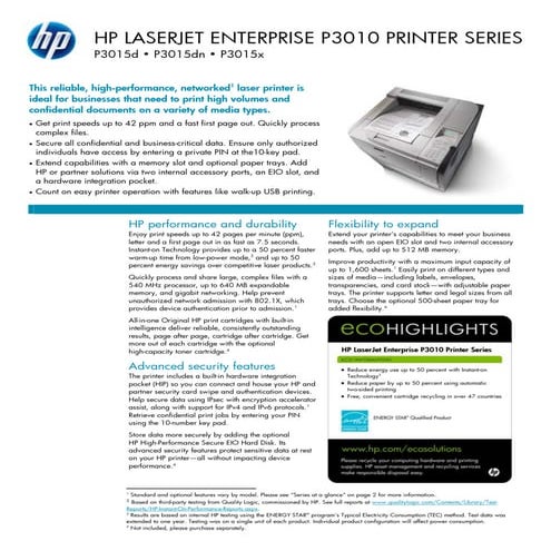 HP LASERJET ENTERPRISE P3010 PRINTER SERIES | PDF | Computer ...