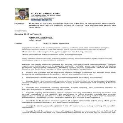 ALLAN GARCIA RESUME LATEST REVISION 100614 | PDF