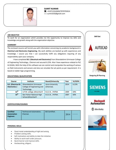 PLC BASED RESUME | DOCX