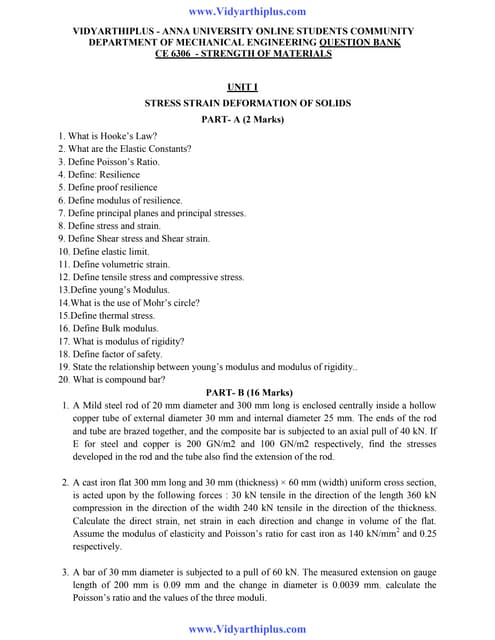 ME6503 design of machine elements - question bank. | DOCX