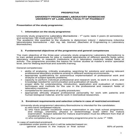 PROSPECTUS_Laboratory_Biomedicine_-_Bachelor | PDF