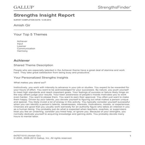 Strength Finders Report | PDF