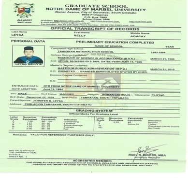 transcript.diploma graduate.relly leysa | PDF