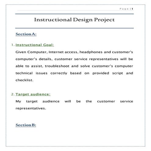 Instructional Design Project | PDF
