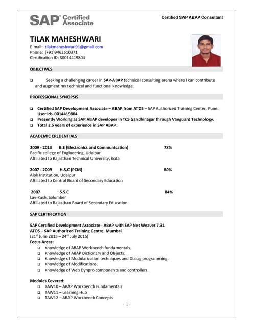 Sap success factors-sample-resume-1 | DOC