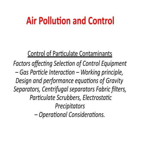 Air pollution and control engineering in Civil Engineering | PPTX
