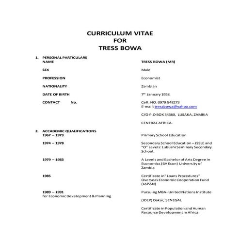 New Full CV Sharon K Chileshe 2016 | DOCX
