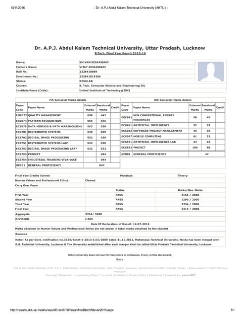 DU marksheet | PDF | Educational Assessment | Education