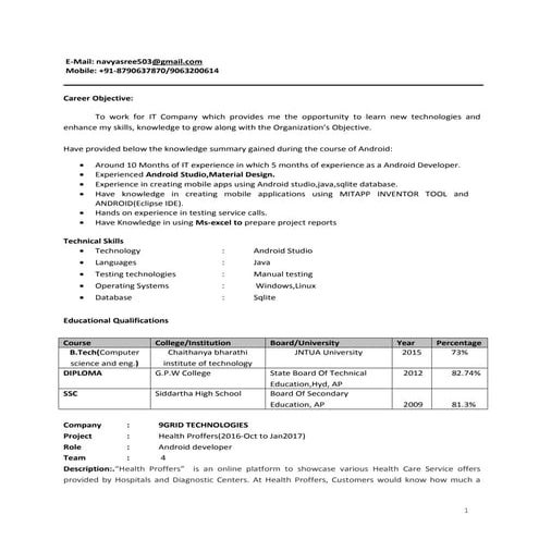navya Android resume | DOC