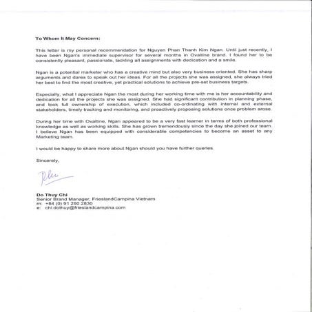 Recommendation letter from Ms Chi | PDF