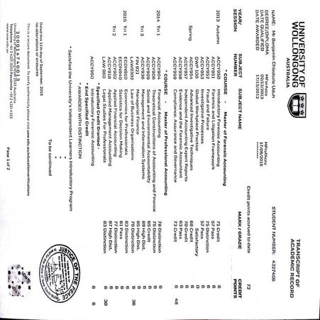 UOW Academic Transcript p1 | PPT
