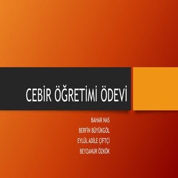 Cebir Öğretimi | PPTX