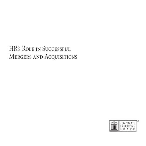 Navigating HR Challenges in Mergers and Acquisitions | PDF