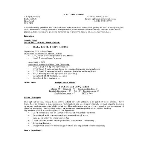Alex Francis CV.. | PDF