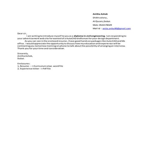 covering letter | DOCX