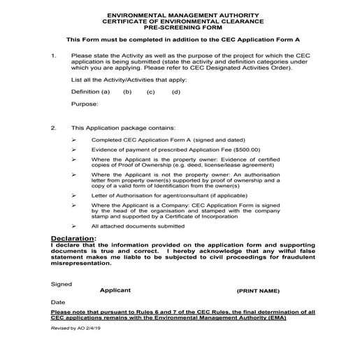 Cec application form_a | PDF