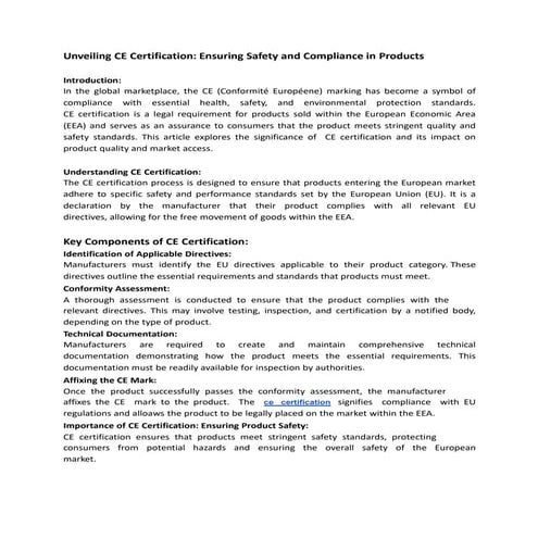 CE Marking - Product Certification | PPTX
