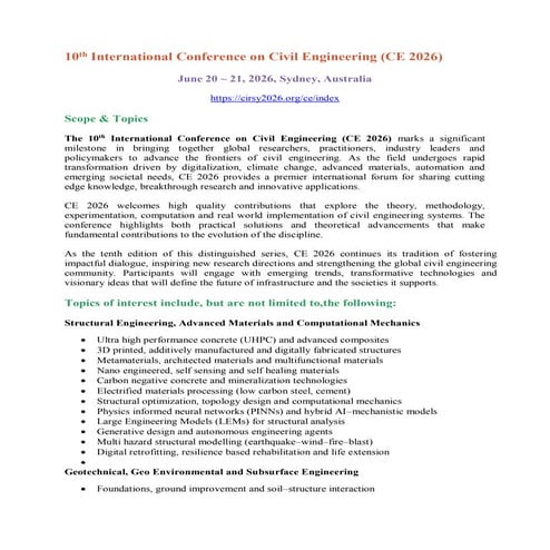 Call for Papers - 10th International Conference on Civil Engineering ...