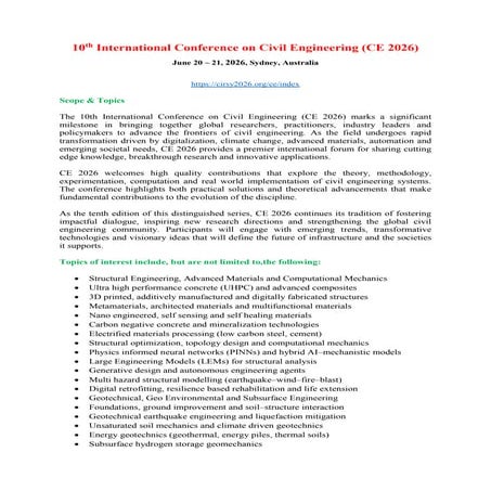 Call for Papers - 10th International Conference on Civil Engineering ...