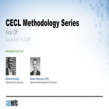 ALLL Webinar | CECL Methodologies Series Kick Off | PPT