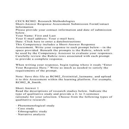 CECS RC002 Research MethodologiesShort-Answer Response Assess.docx