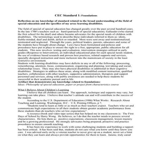Cec standard 1 foundations | DOC
