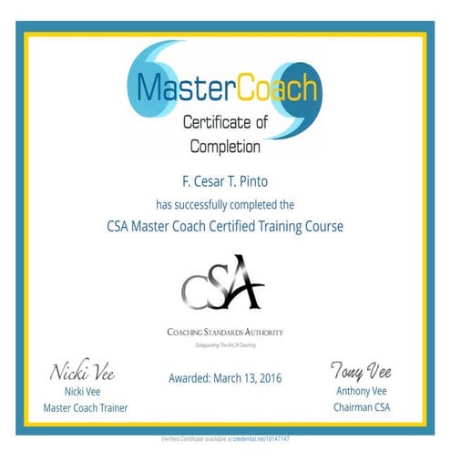 Cert. Master Coach | PDF