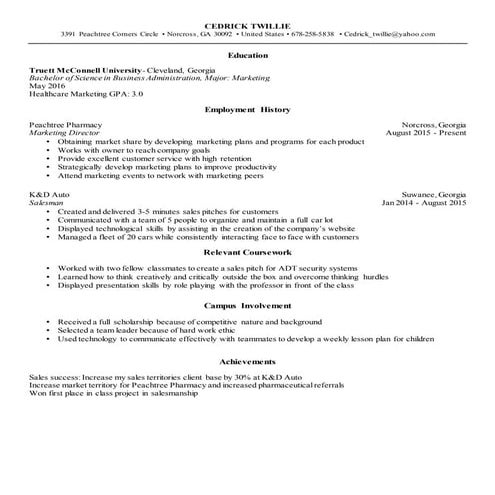 Cedrick Twillie resume | PDF