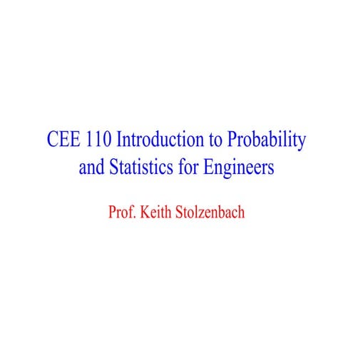 Probabilities and Statistics for Engineers 11 Lecture 1 | PDF