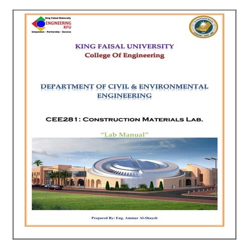 CEE 281 Lab Manual. for testing soil and student | PDF
