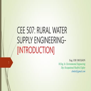 Cee 507 lecture 1 introduction (WATER SUPPLY ENGINEERING) | PPT