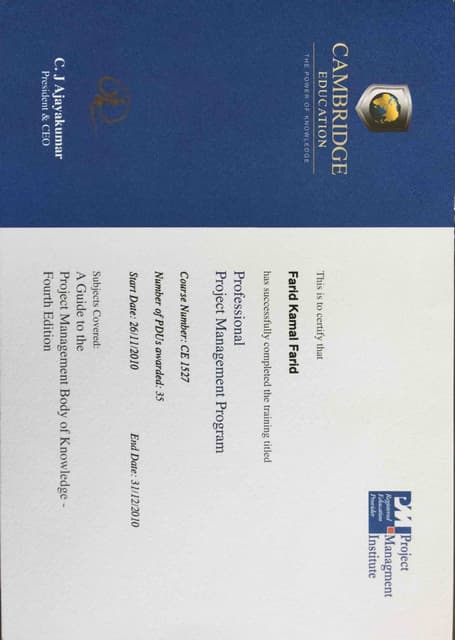 Managing tunnelling & underground space projects certificate | PDF