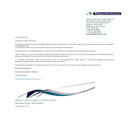 Letter of reference Luke-TP | PDF