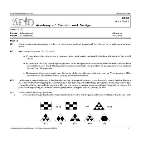 ceed test sample paper | PDF