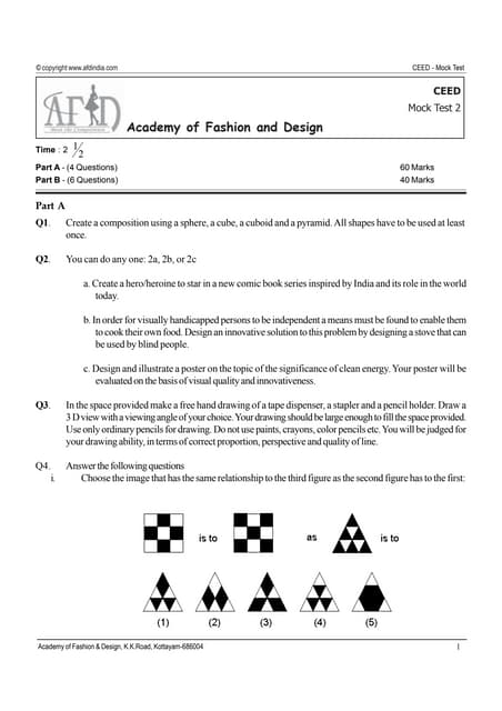 NIFT solved CAT question paper | PDF | Arts and Crafts | Hobbies ...