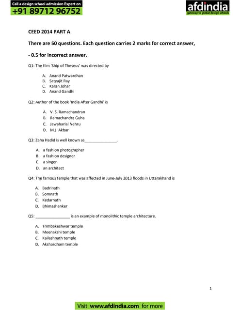 ceed test sample paper | PDF