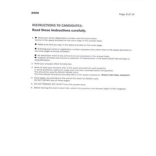 CEED 2009 entrance exam question papers - view & download for free | PDF