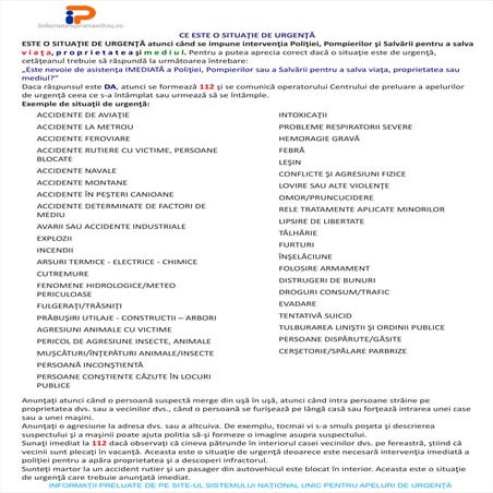 Ce este o situatie de urgenta apelare 112 | PDF