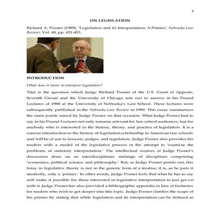Judge Posner on Legislation | DOCX