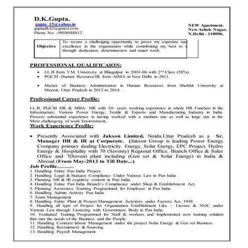 Resume for HR Profile | DOCX