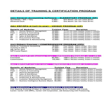 details of training program | PDF