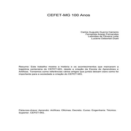 Cefet Mg 100 Anos Doc