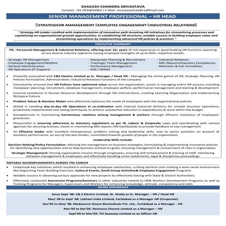 Shailesh Srivastava Resume | DOC | Human Resources | Business