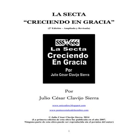 Libro: La Secta Creciendo en Gracia. (2a. Edición, Ampliada y Revisada ...