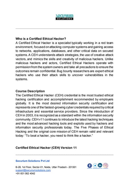 Ethical Hacking Course | PDF