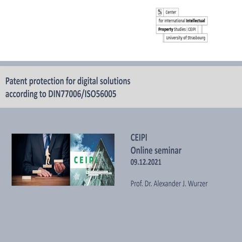 Patent protection for digital solutions according to DIN77006 | PDF